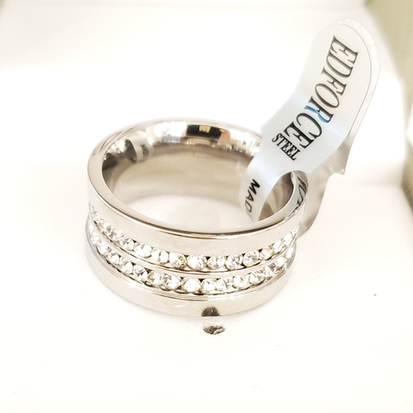 Edforce | Jewelry | Edforce Stainless Steel Ring Crystal Diamond Sz 7 ...